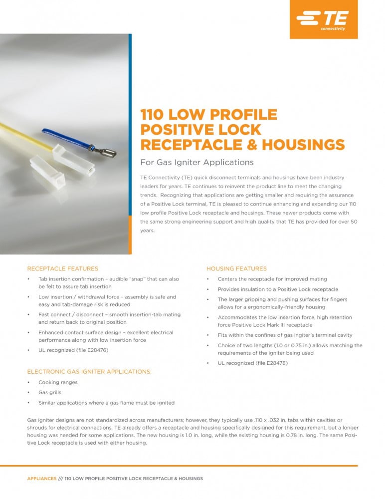TE 110 Low Profile Positive Lock housing document page 1