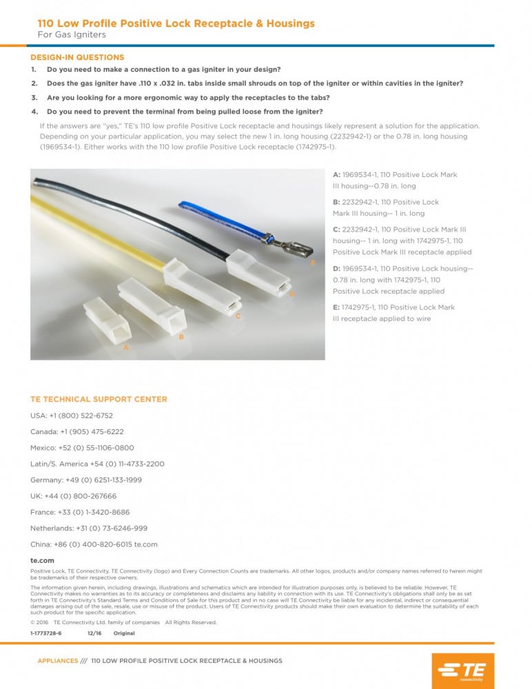 TE 110 Low Profile Positive Lock housing document page 3