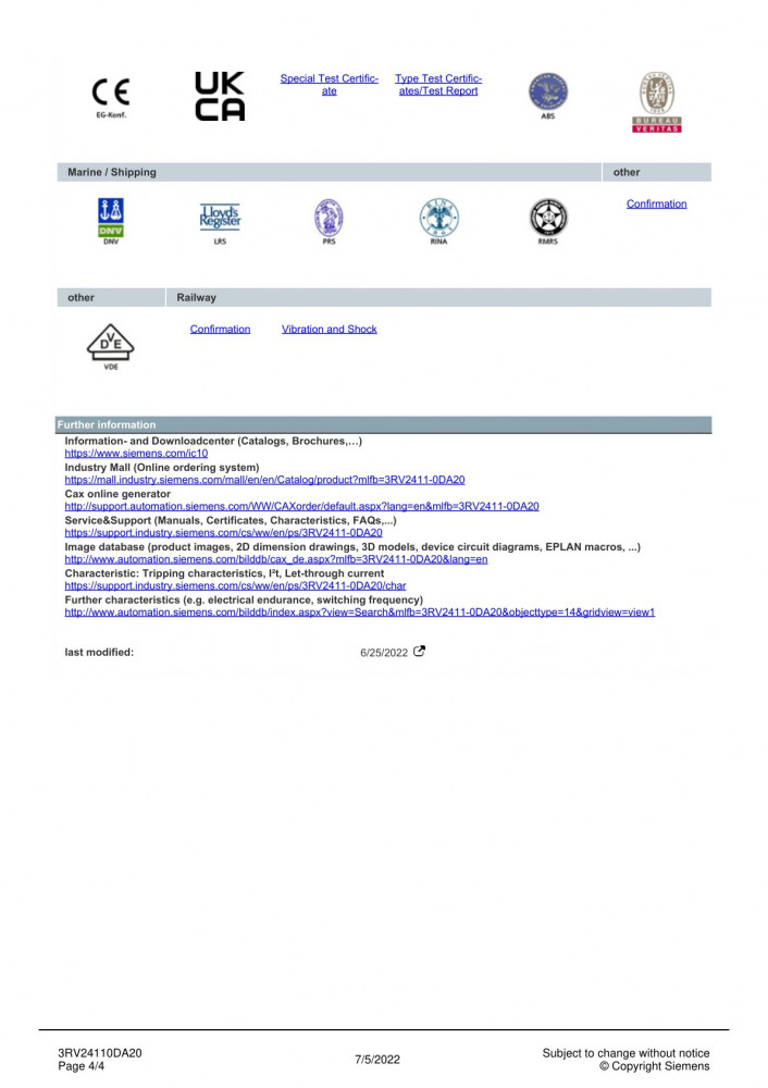 3RV24110DA20 datasheet page 4