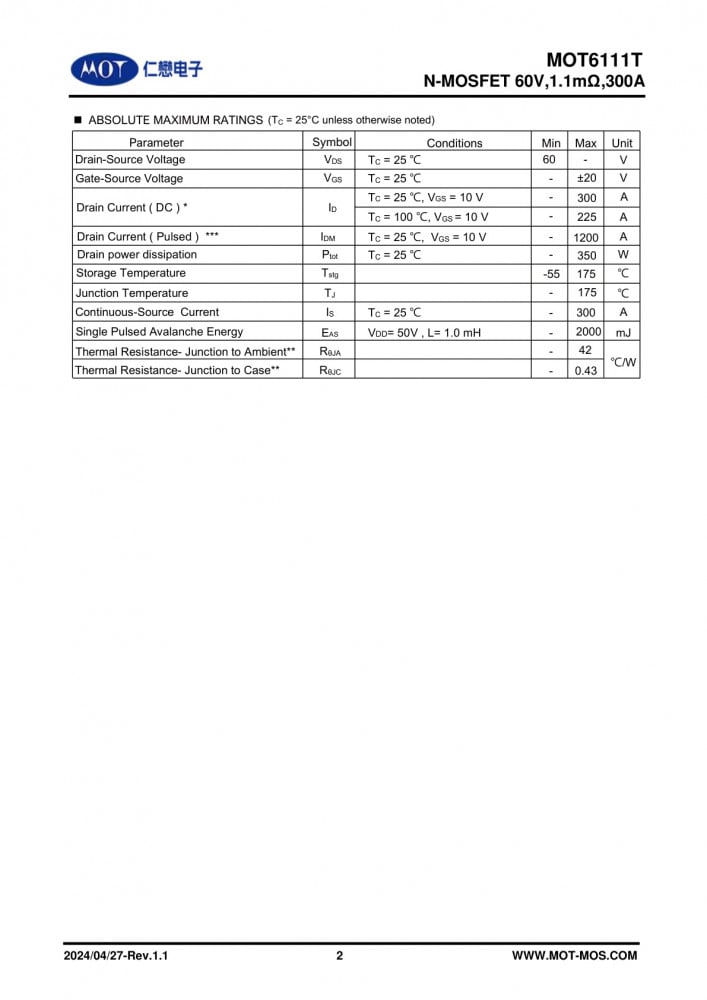 MOT6111T datasheet page 2
