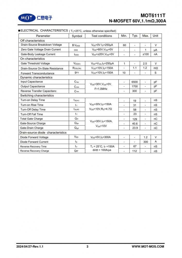 MOT6111T datasheet page 3