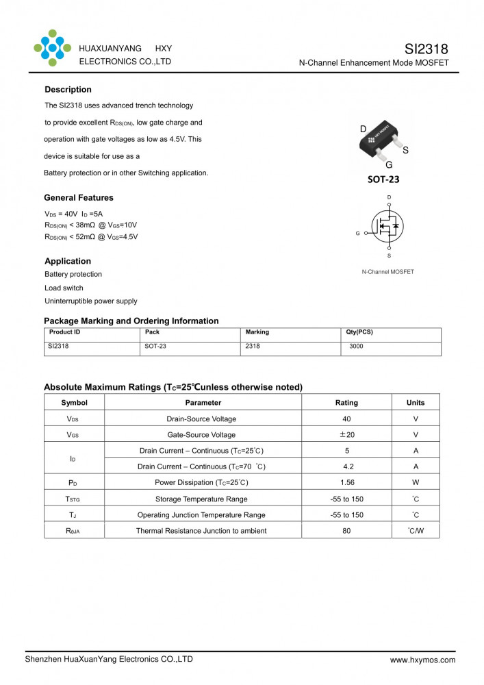 SI2318 datasheet page 1