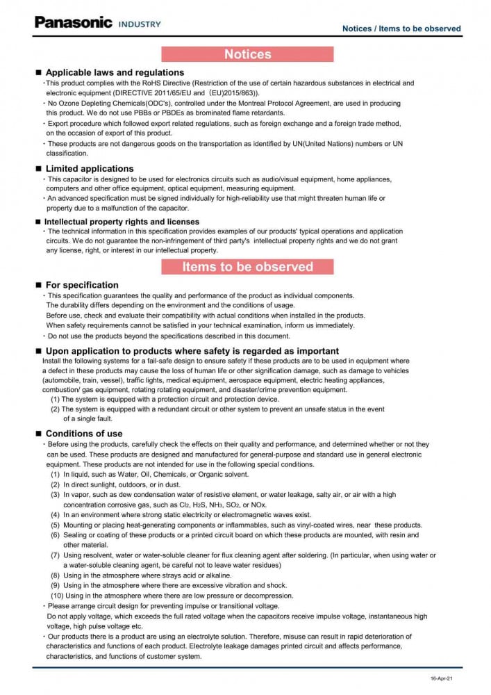 PANASONIC TPE series datasheet page 6