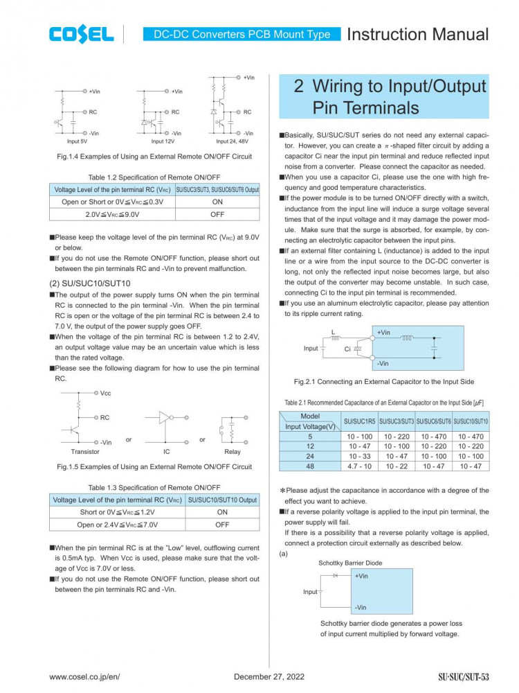 Cosel SU series documentation page 3