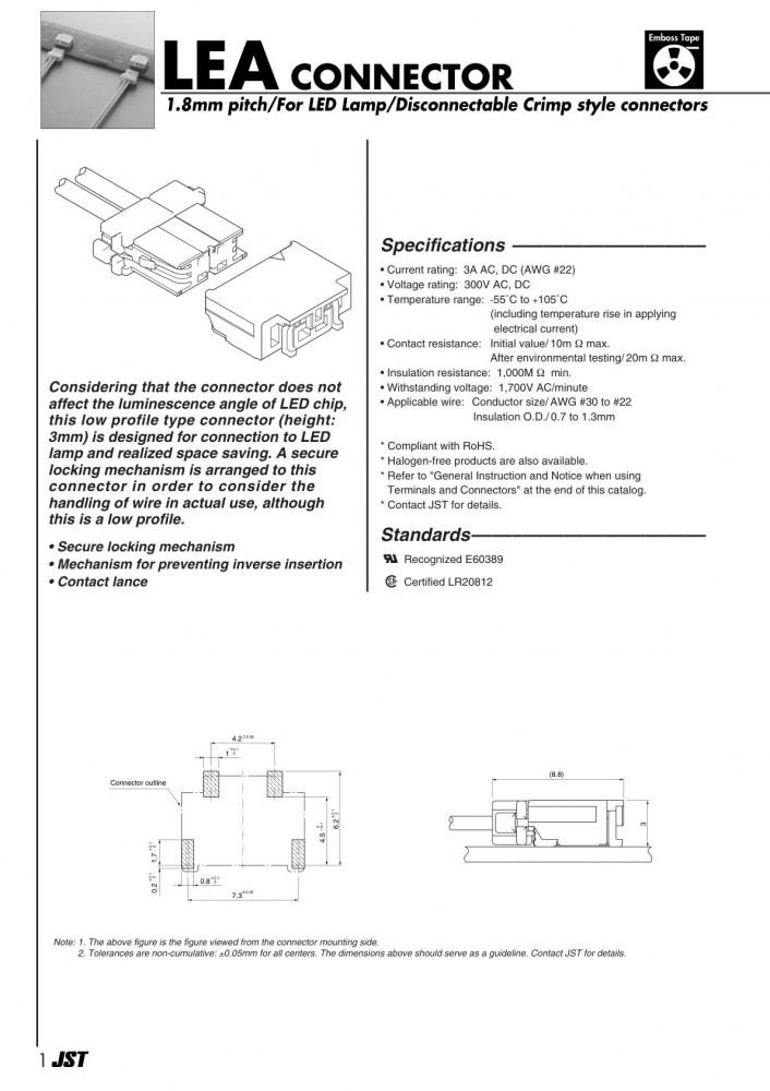 JST LEAR-02V-S technical document page 1