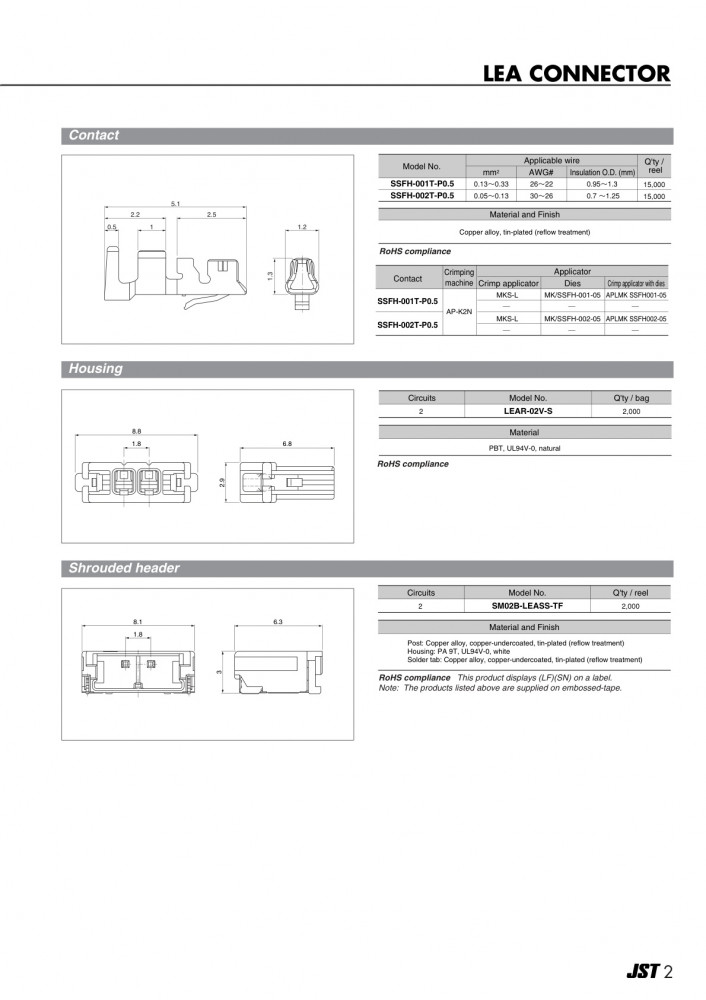 JST LEAR-02V-S technical document page 2