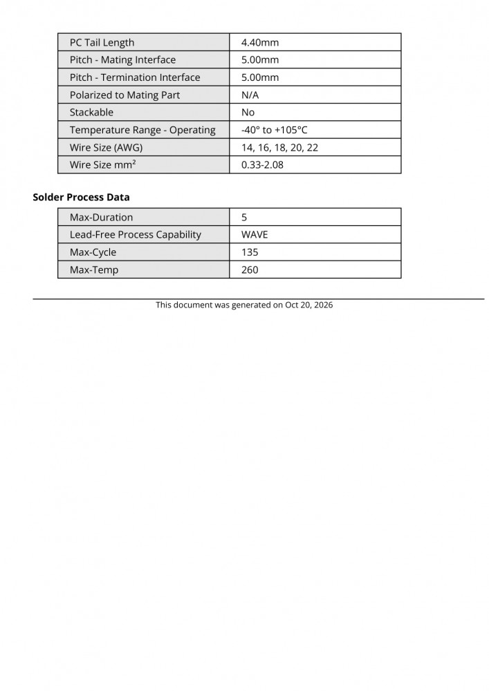 Technical document page 3 for Molex product material 395434302