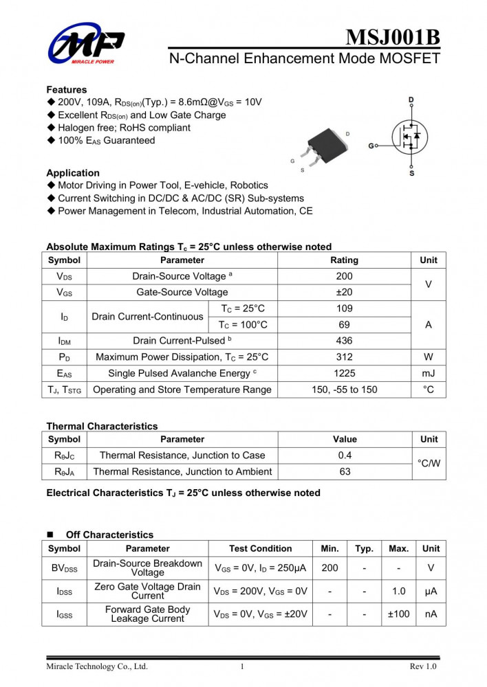 MSJ001B datasheet page 1