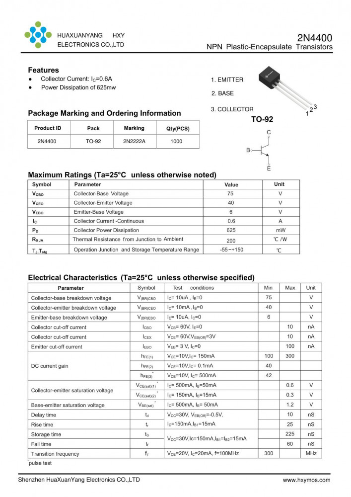 2N4400 datasheet page 1