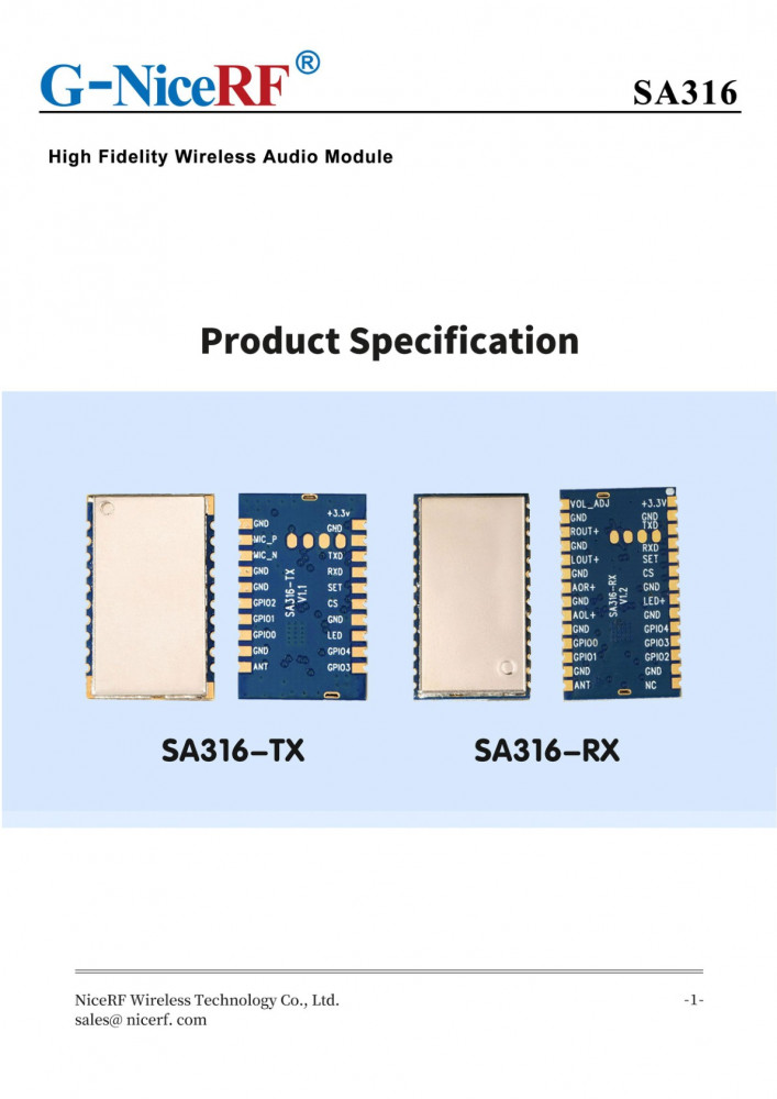 SA316 datasheet page 1