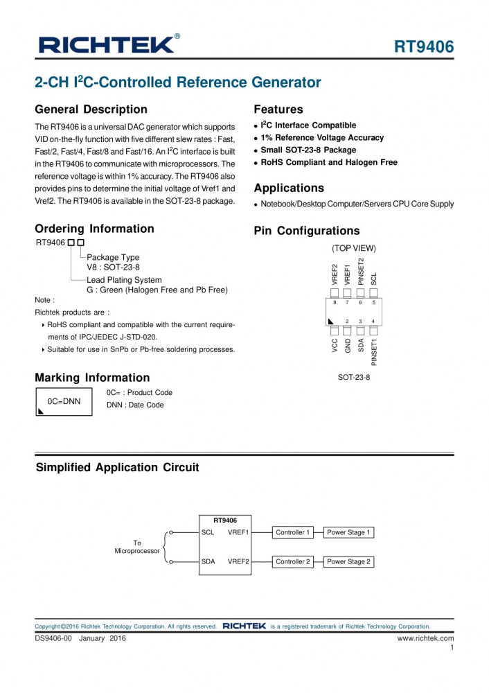 RT9406 datasheet page 1