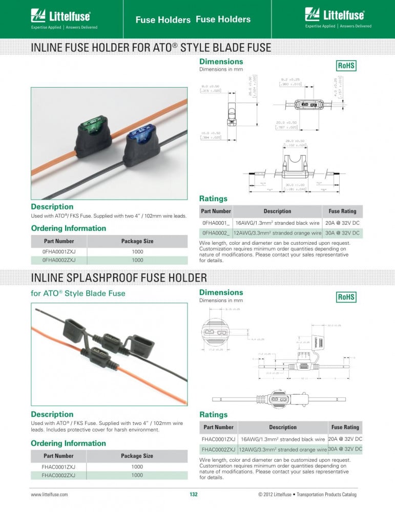 Littelfuse fuse holder technical document page