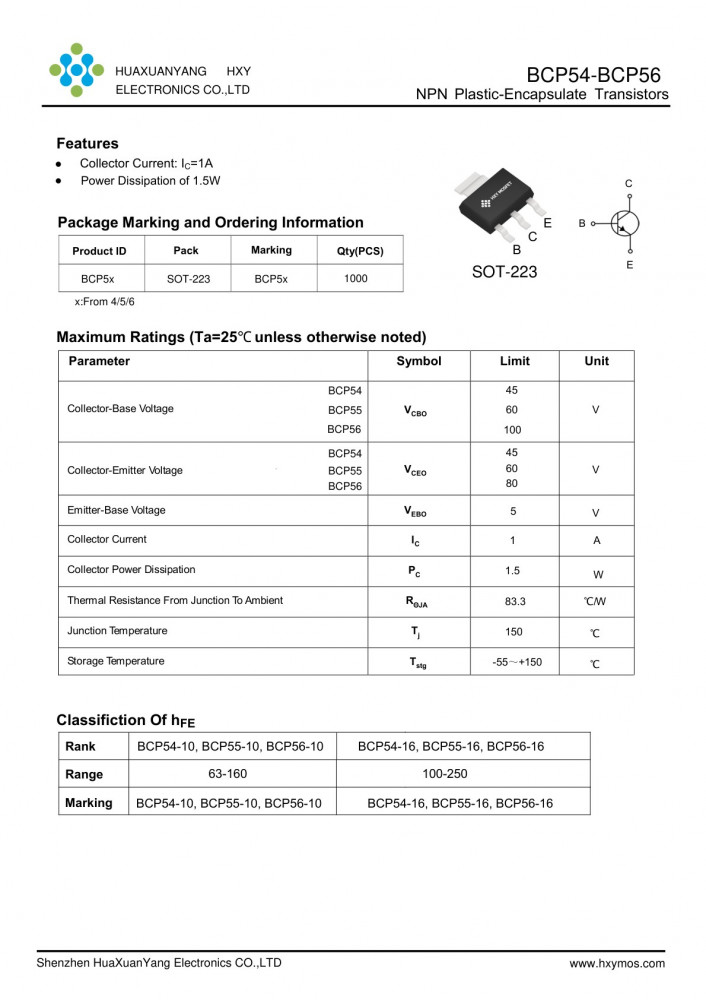 BCP55 datasheet page 1