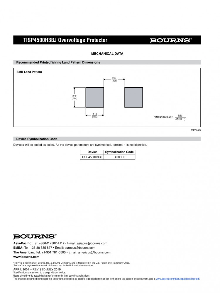 TISP4500H3BJ datasheet page 4