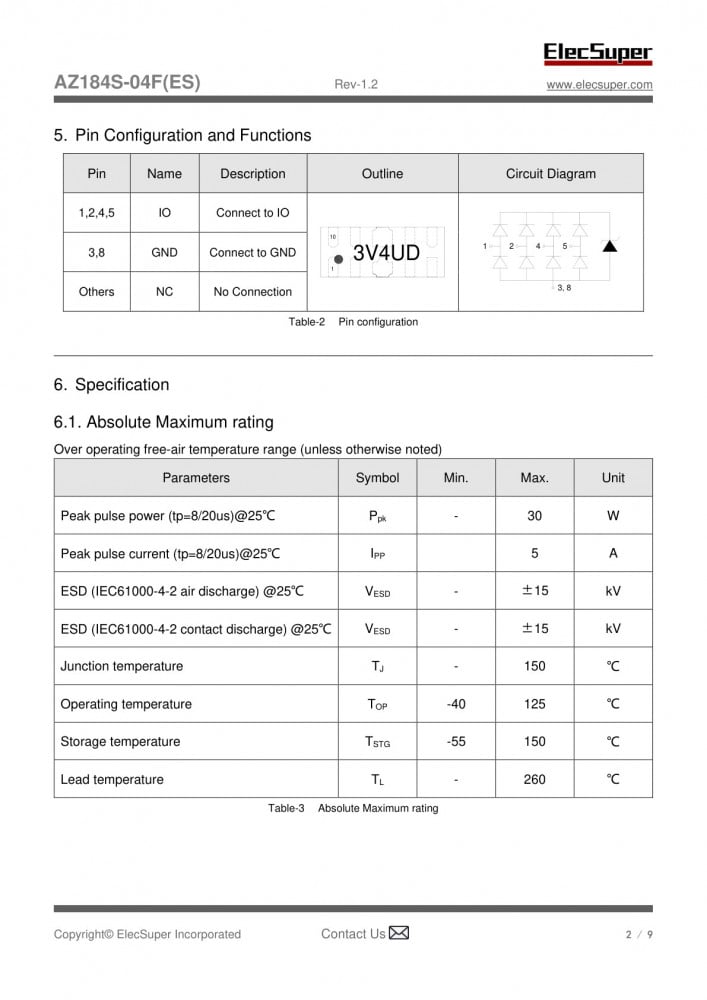 AZ184S-04F(ES) datasheet page 2