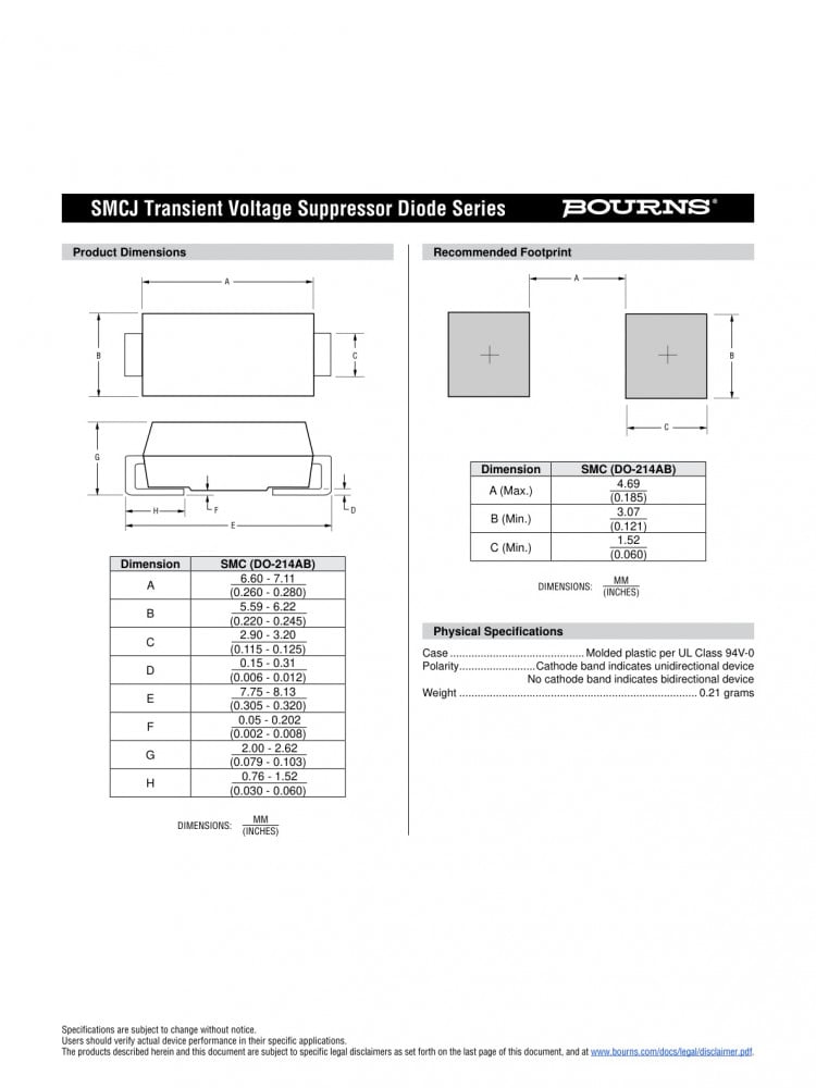 BOURNS SMCJ series datasheet page 3