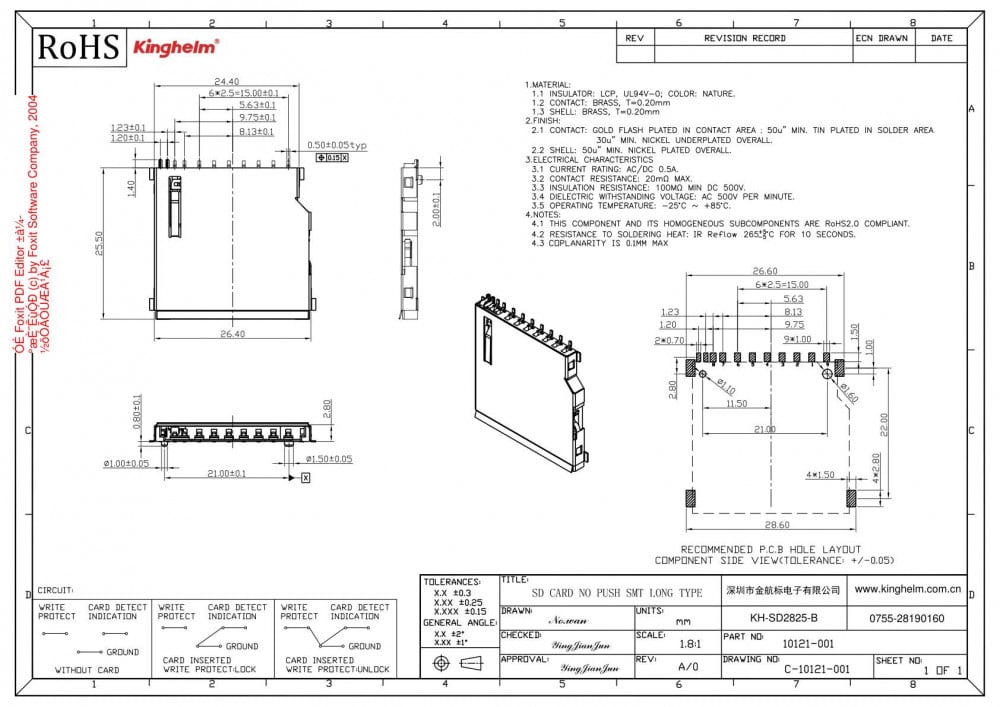 Kinghelm KH-SD2825-B technical document preview