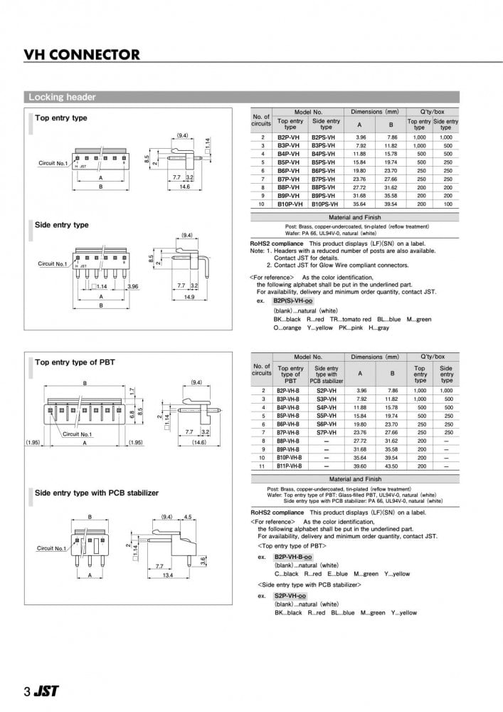 JST VH series technical document page 3