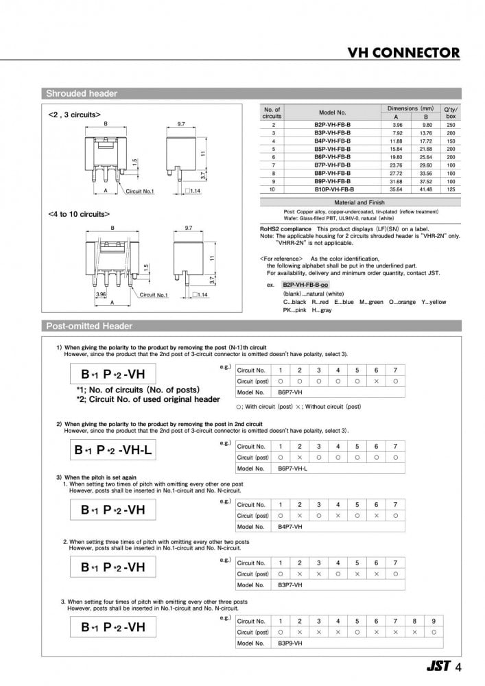 JST VH series technical document page 4