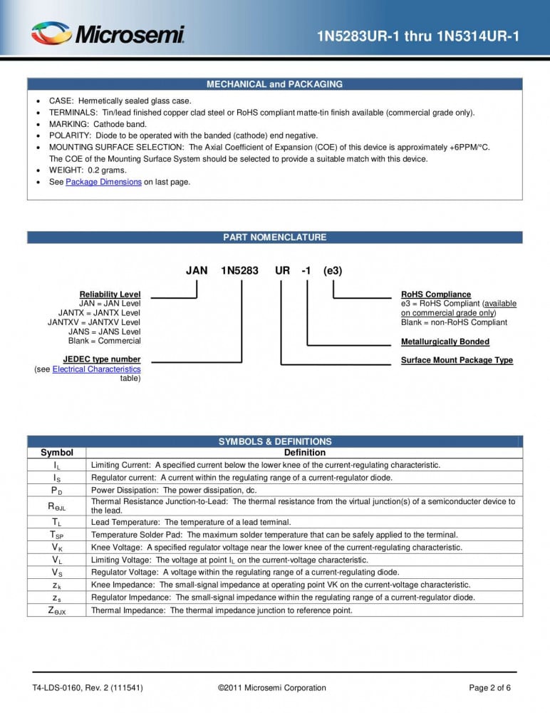 1N5304UR-1/TR technical document page 2