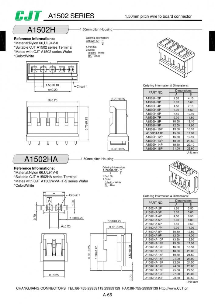 CJT A1502 connector datasheet page 3