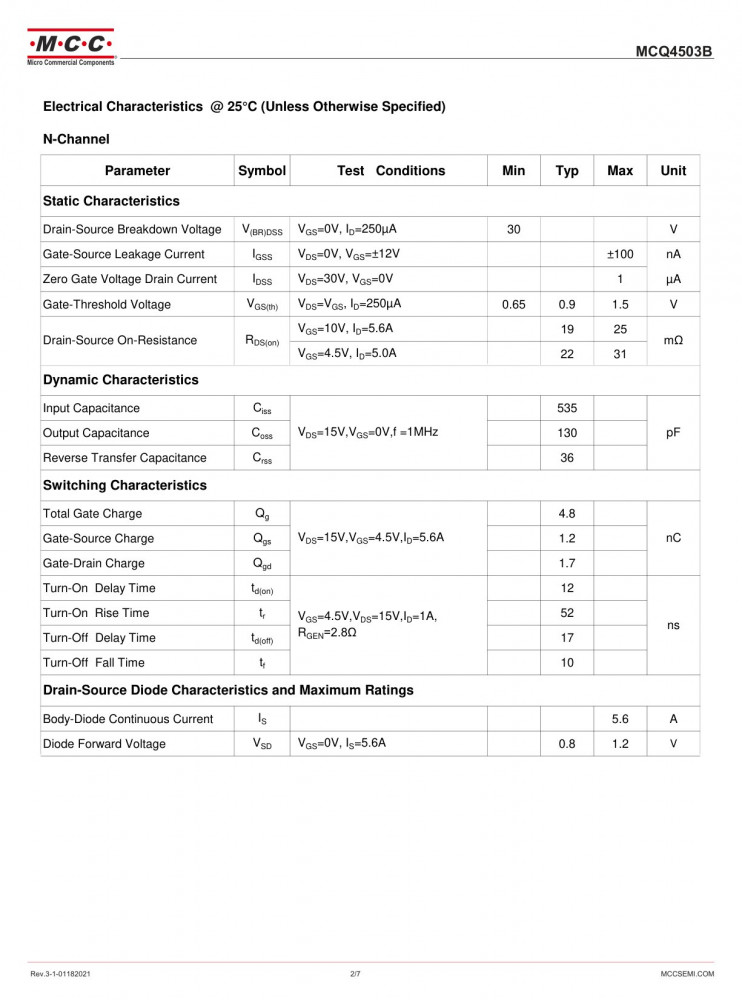 MCQ4503B-TP datasheet page 2