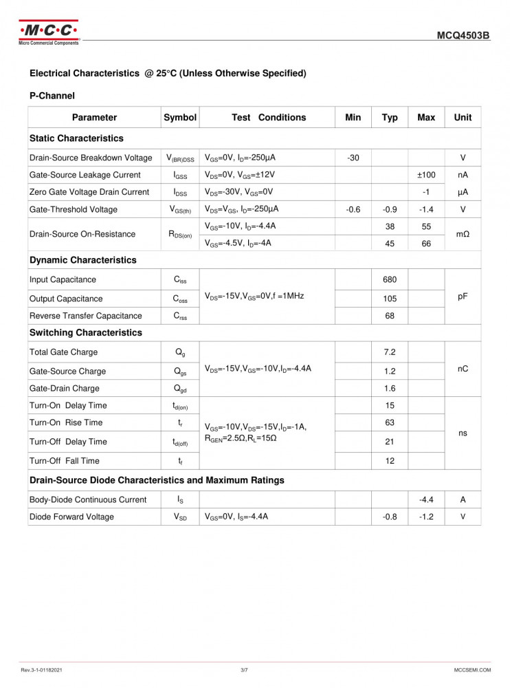 MCQ4503B-TP datasheet page 3