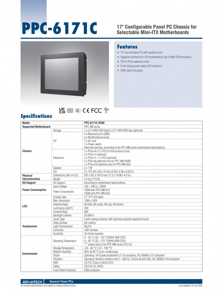 PPC-6171C product documentation page 1