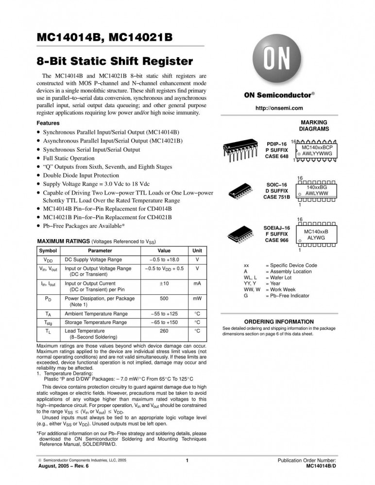 MC14014B datasheet page 1