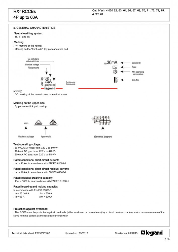 Legrand RX³ RCCB datasheet page 3