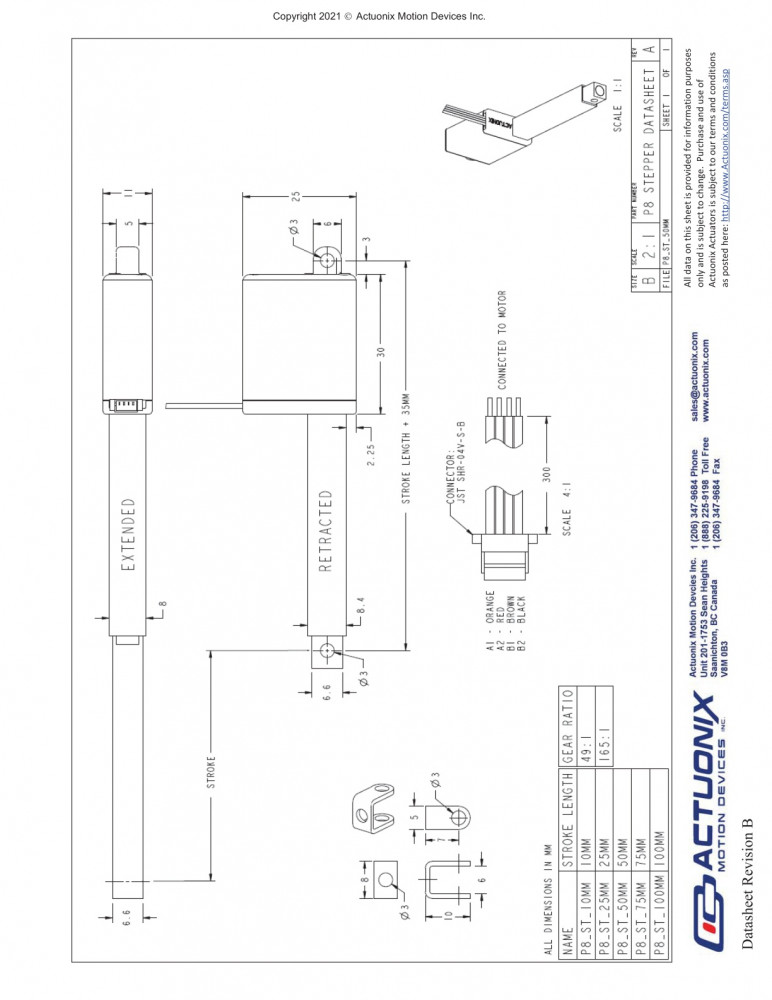P8 stepper actuator datasheet, page 3