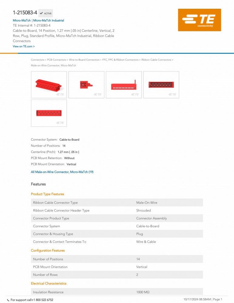 TE Connectivity 1-215083-4 technical document page 1