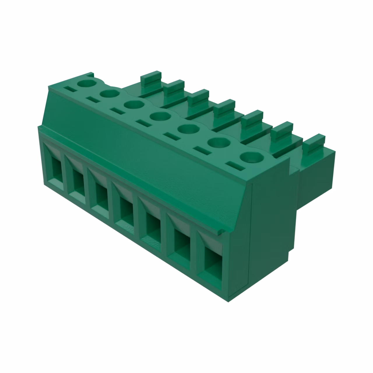 3.81mm Pitch Eurostyle Horizontal Plug, with Reverse Imprinting, Green Housing, Gold (Au) Plated, 7 Circuits for sale