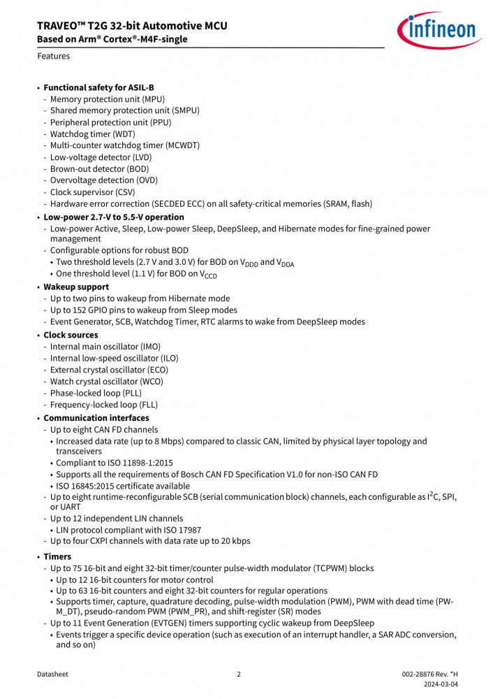 CYT2BL datasheet page 2