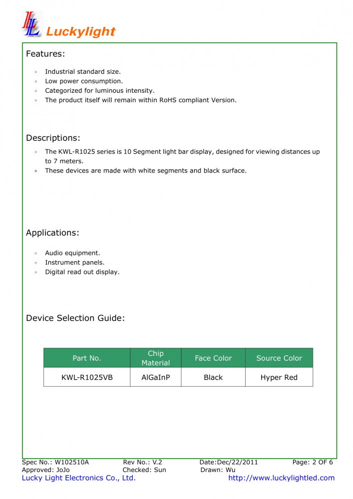 Product 1921 datasheet page 2