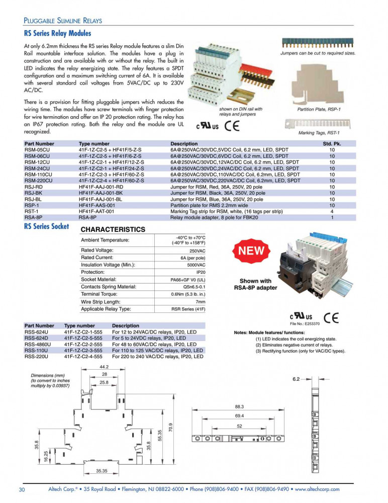 Altech RSR series relay technical document page 1