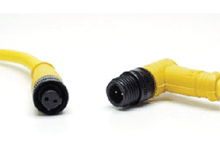 M12 Signal, C-Coded, Double-Ended Cordset, 6 Poles, Male (90°) to Female (Straight), 22 AWG, Yellow Shielded PVC Cable, Yellow Overmold, 0.91m (3.0') Length