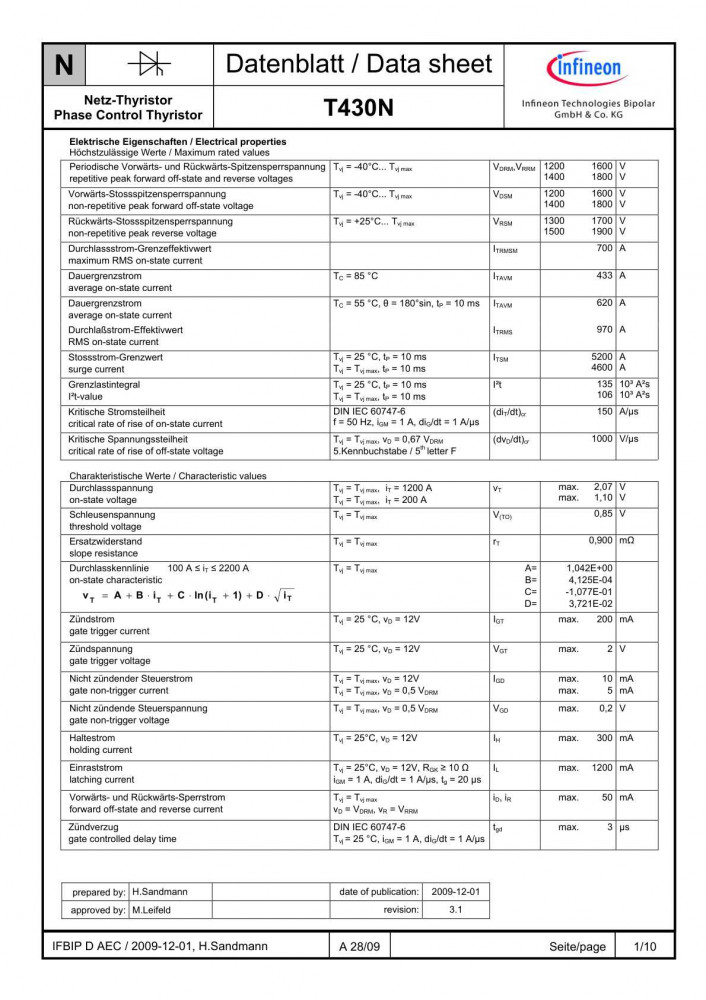 T430N datasheet page 1