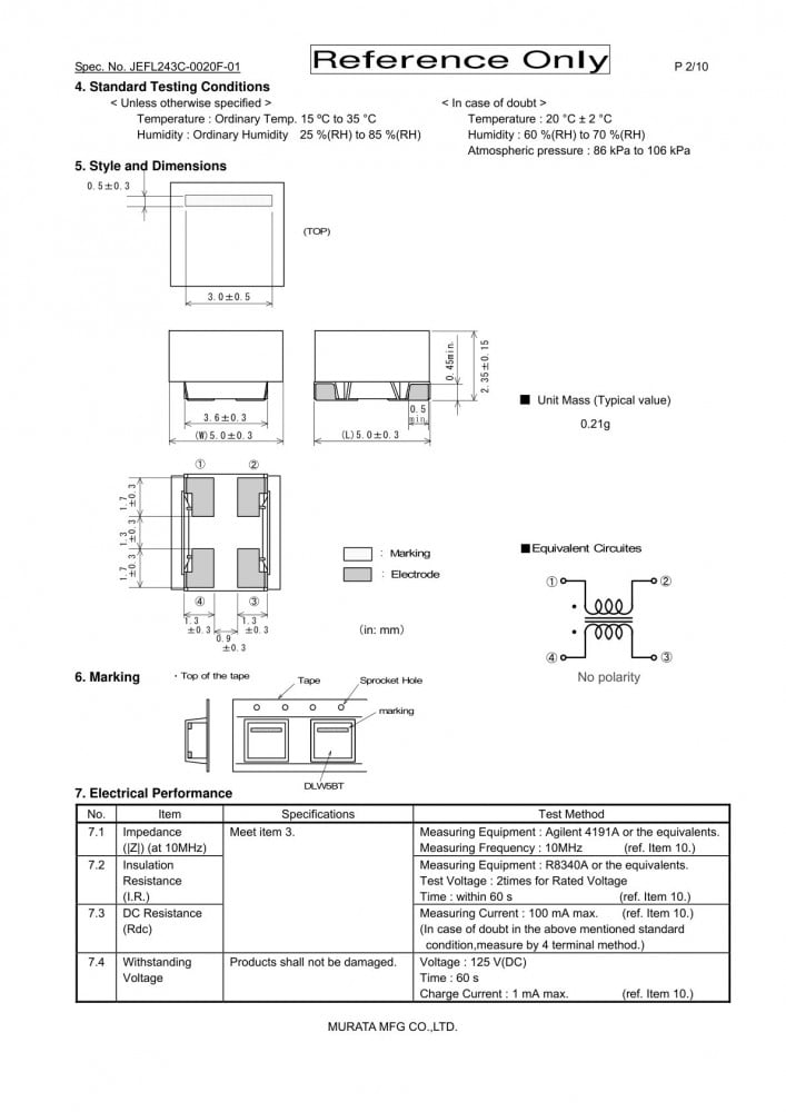 DLW5BTM102SQ2L reference specification page 2