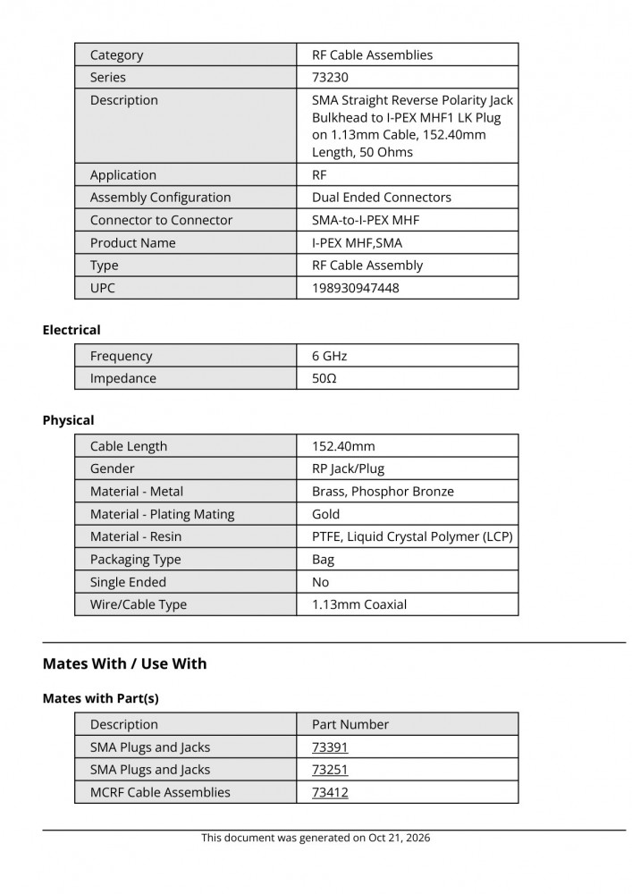 Product documentation image 2 for Molex 732306253