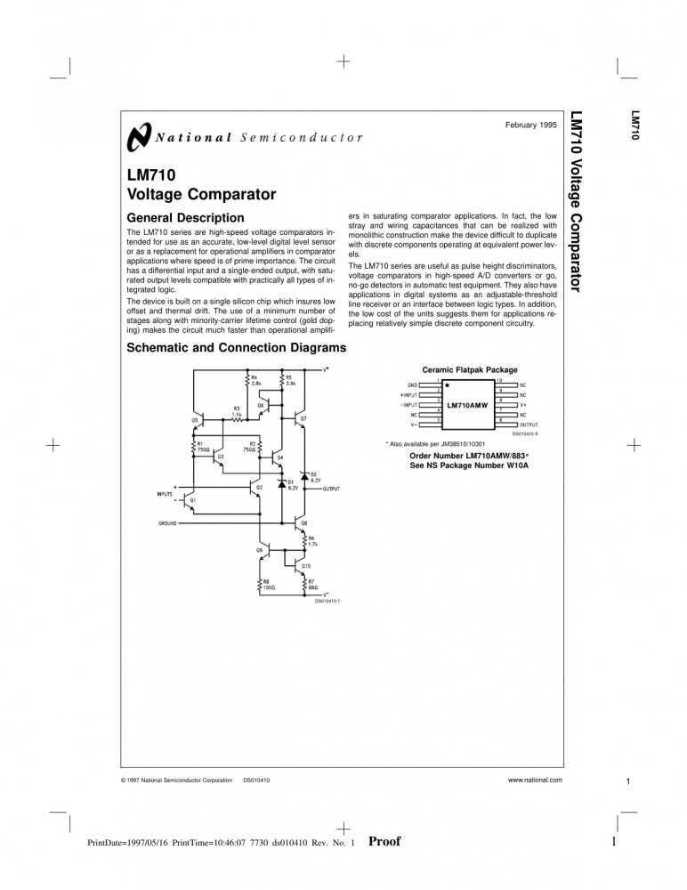 LM710 datasheet page 1