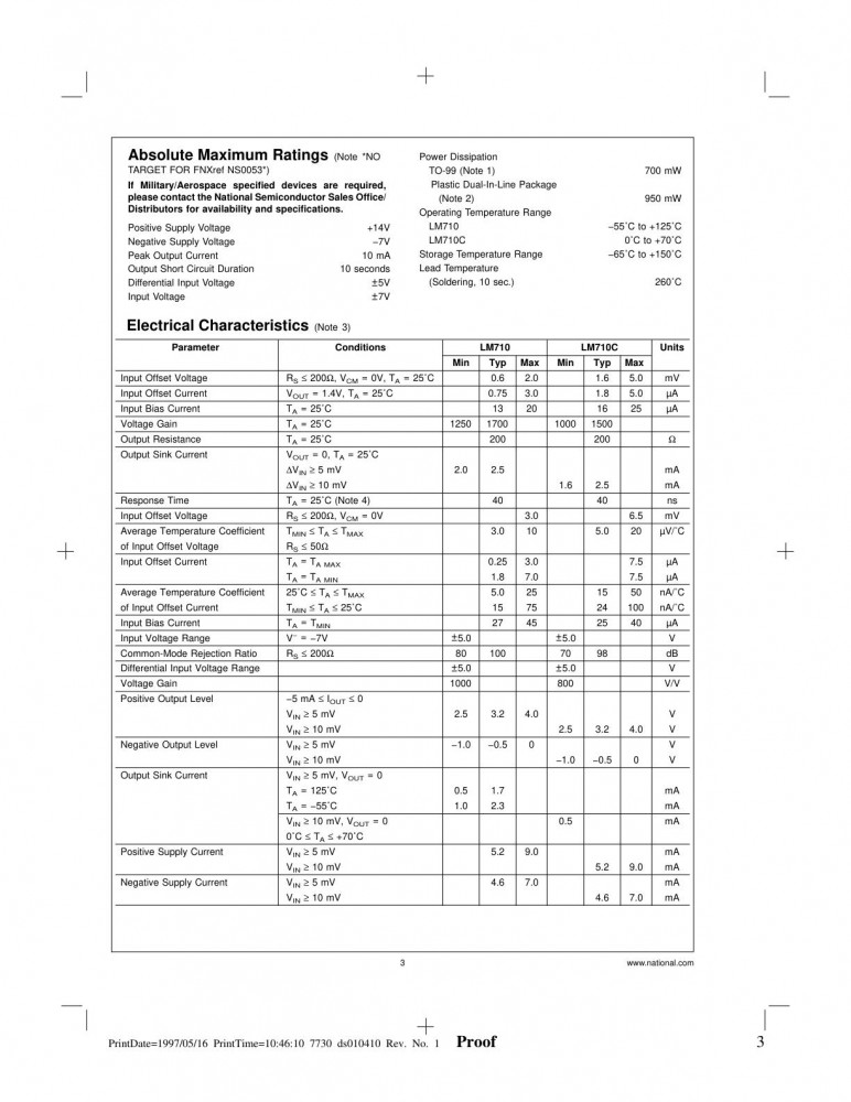 LM710 datasheet page 3