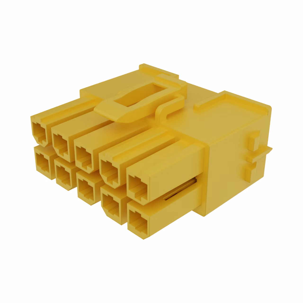 Mega-Fit ColorLock Tangless TPA-Capable Receptacle Housing, Dual Row, 10 Circuit, UL 94V-0, Glow-Wire Capable, Yellow for sale