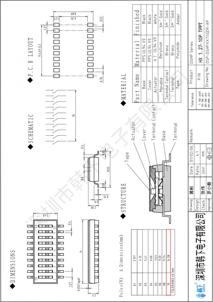 HX 1.27-10P TPPT technical document page 1
