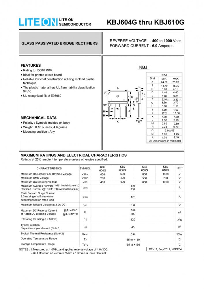 S-KBJ610G-TU-LT technical document page 1