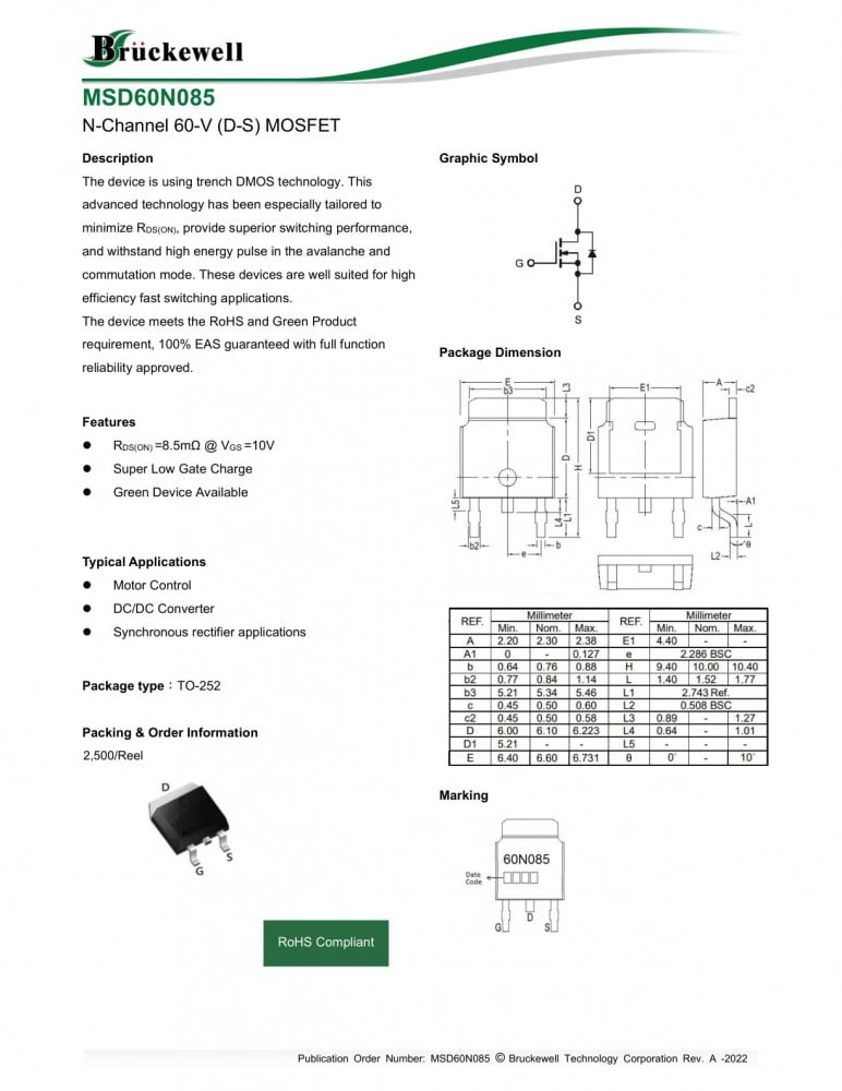 MSD60N085 datasheet page 1