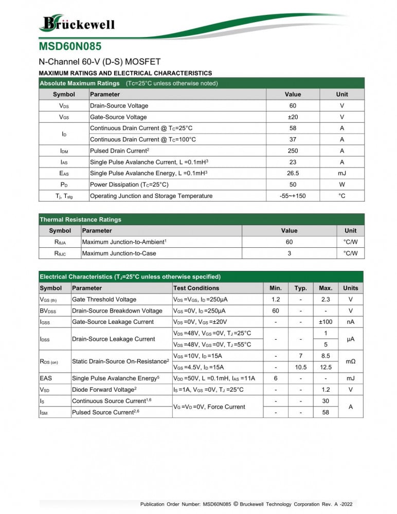 MSD60N085 datasheet page 2