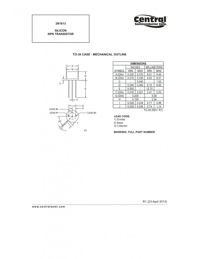 2N1613 PBFREE datasheet page 2