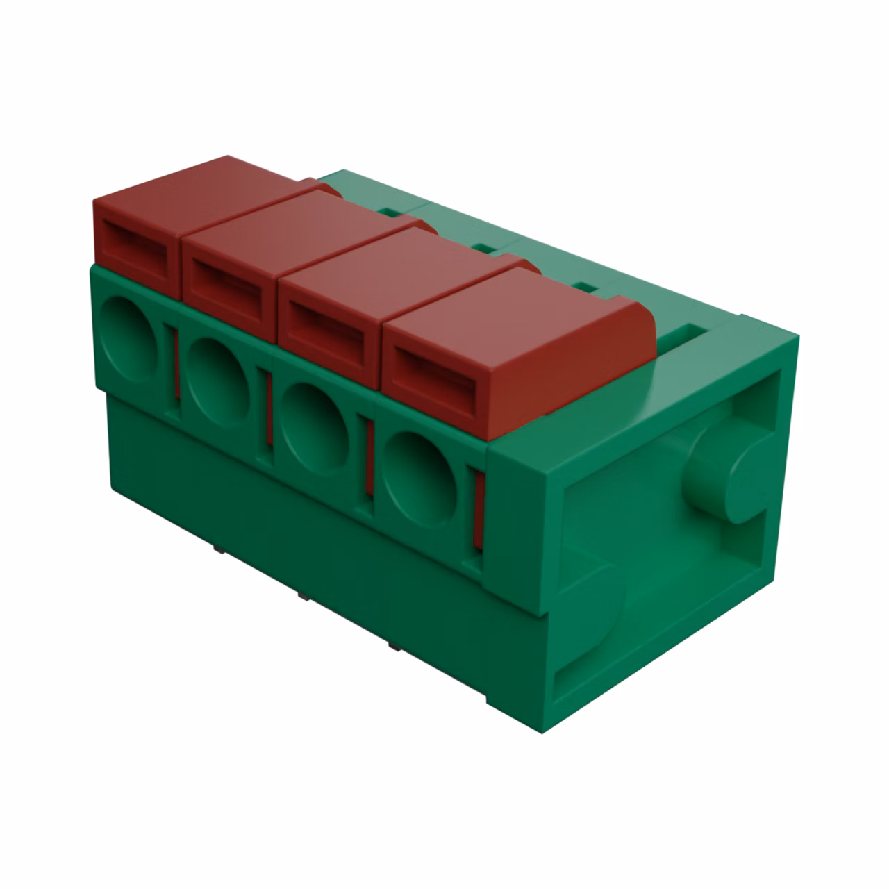 5.00mm Pitch, Eurostyle Fixed-Mount Push-Button Terminal Block, Horizontal, 10A, 22-14 AWG, Green, 4 Circuits for sale