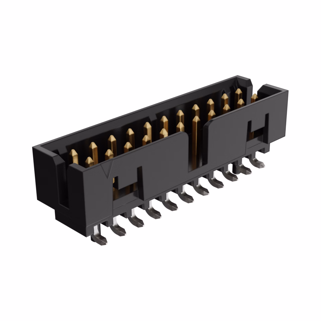 2.00mm Pitch, Milli-Grid PCB Header, Dual Row, Vertical, Surface Mount, Shrouded, 36 Circuits, 0.05µm Gold (Au) Plating, Dual Side Slots, Dual Friction Locks, Center Polarization, with Pegs, Tube